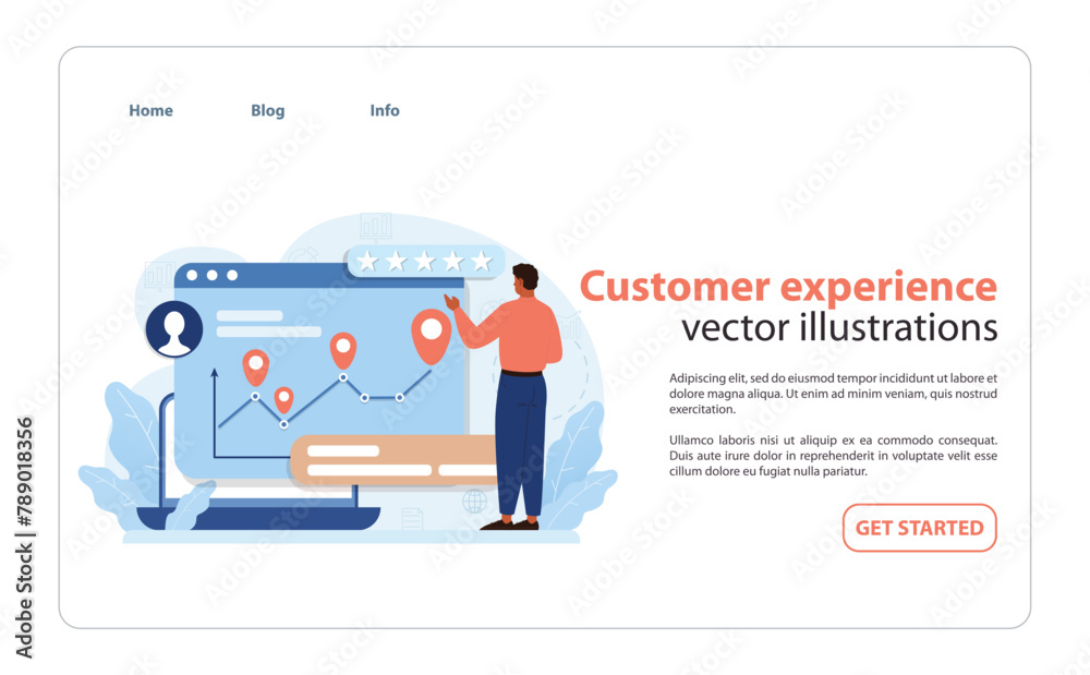 Customer Experience in Consumer Engagement. Illustration of a ...