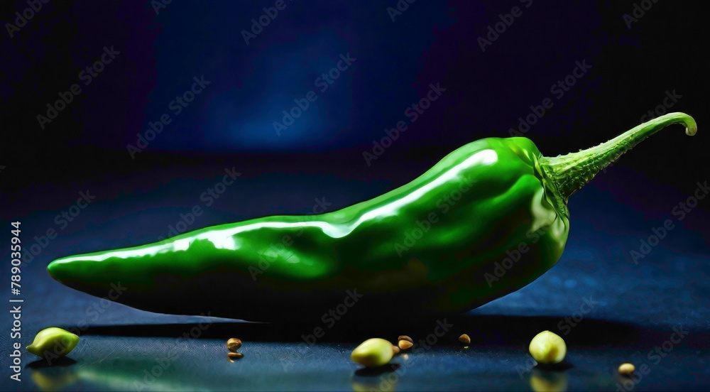 red chillier with sauce and seed placed onto he gradient background ...