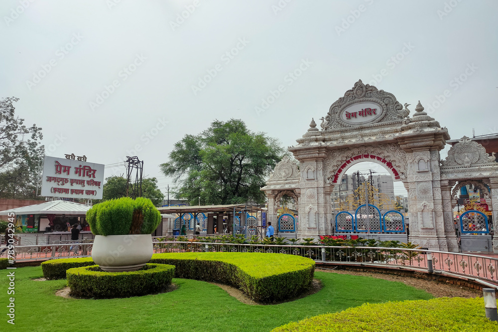 Mathura, Uttar Pradesh, India. Very famous Hindu Temple- Prem Mandir ...