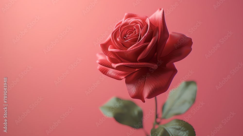 Rose A vibrant red rose against a soft pink background water color ...