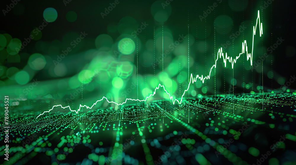 exponential graph, increasing bar graph upward to the right, green ...