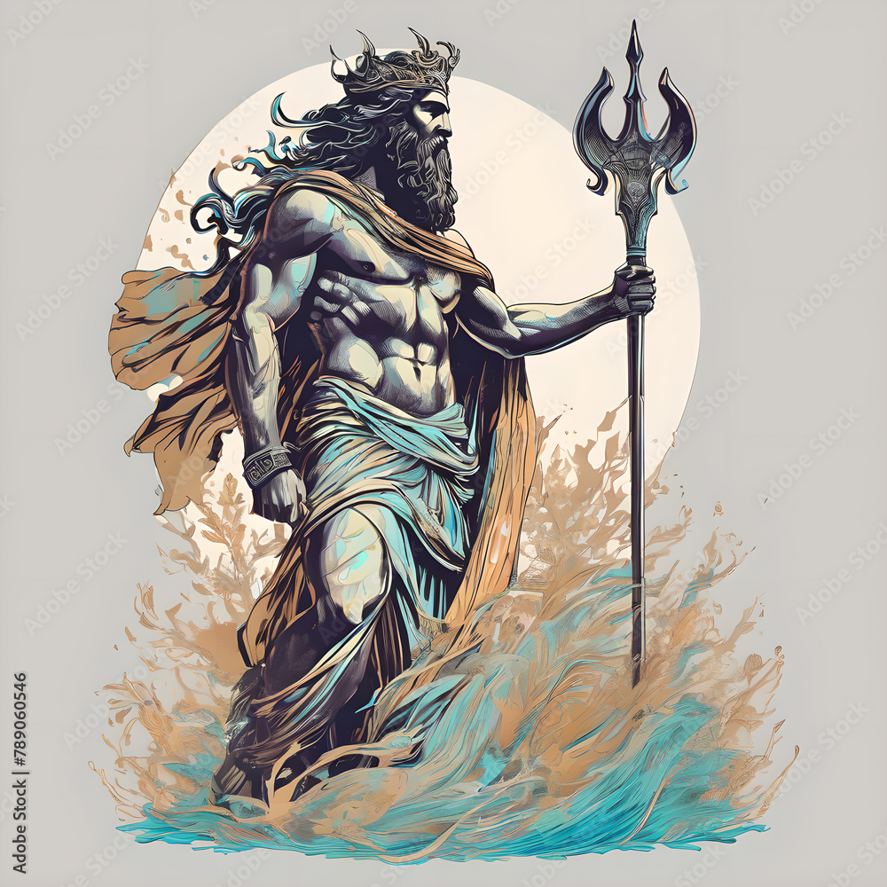 God of the seas and oceans Poseidon. Greek god who ruled the seas. 素材庫 ...