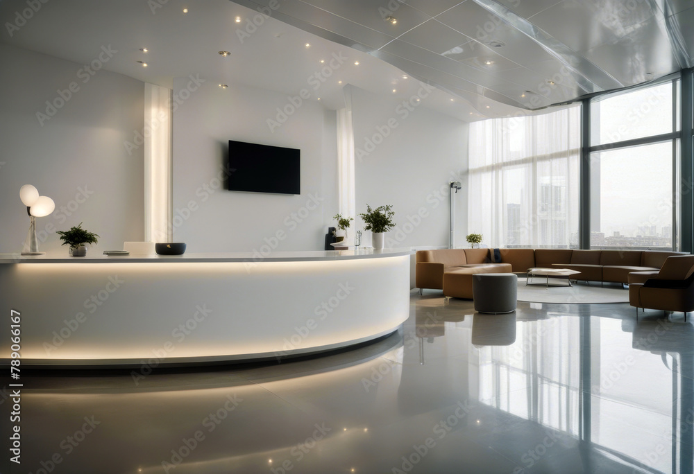 empty commercial office light office background nobody wall door lobby ...