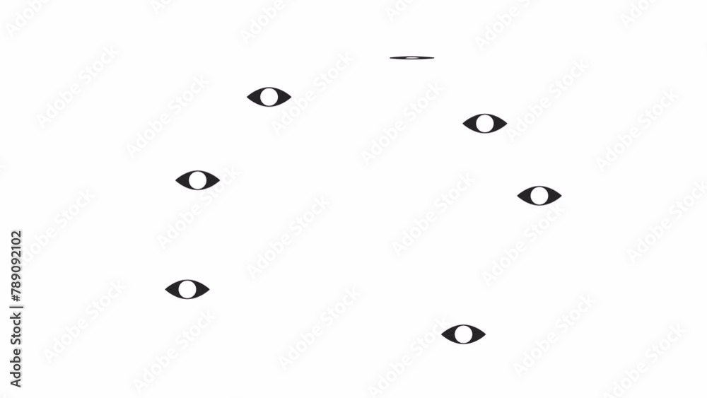 Vidéo Stock Mysterious eyes blinking bw outline 2D objects animation ...