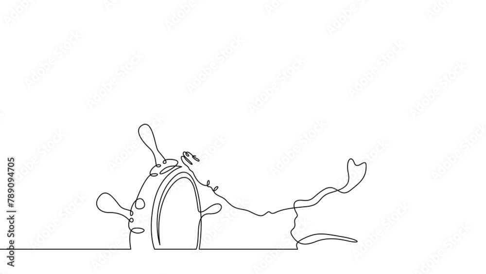 Animation drawing continuous one drawn line. The ship's captain is at ...