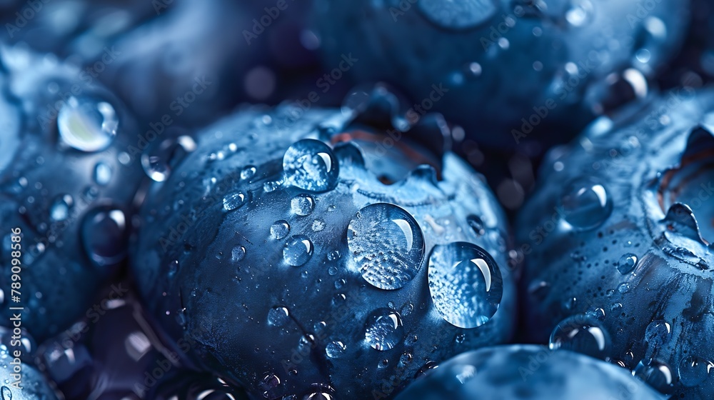 Blueberry berry background Macro Fresh blueberry background Water drops ...