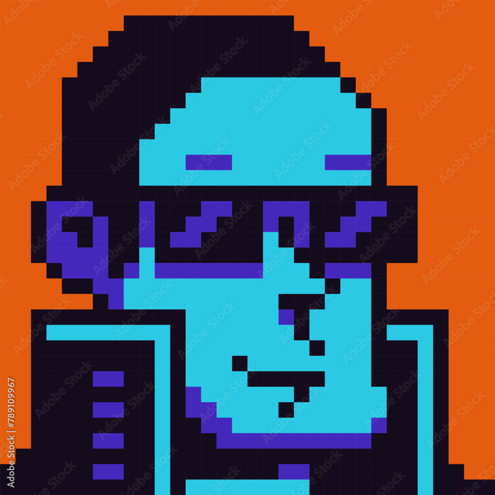8-bit boy, avatar pixel man character in glasses, cartoon vector icon ...