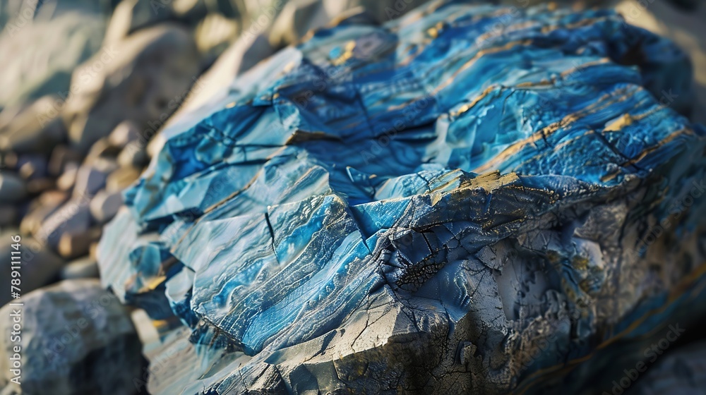 Foto de richly detailed rock with blue variants stone full of curves ...