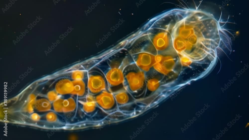 A microscopic image of a Stentor a tetshaped protozoan known for its ...
