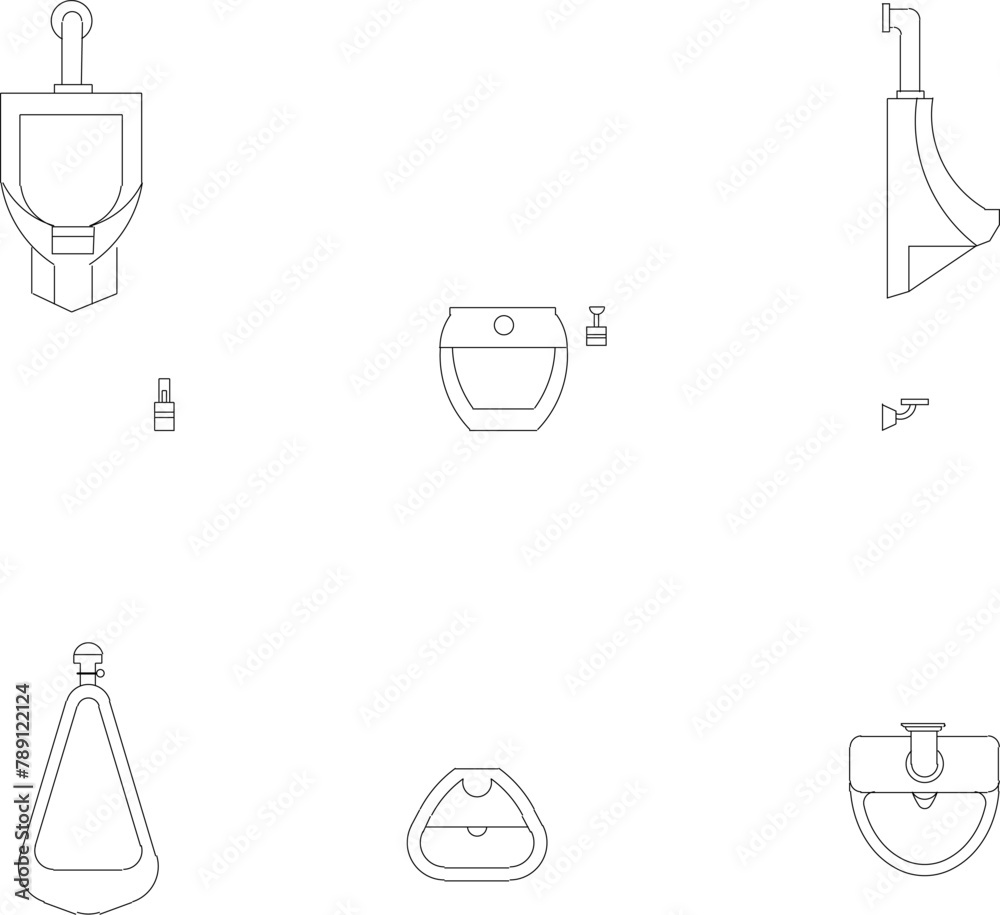 vector image of a collection of urinal designs for peeing in public ...