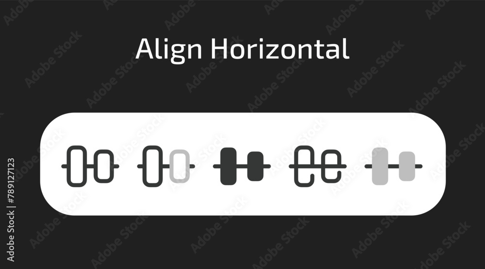 Align Horizontal Middle icons in 5 different styles as vector Stock ...