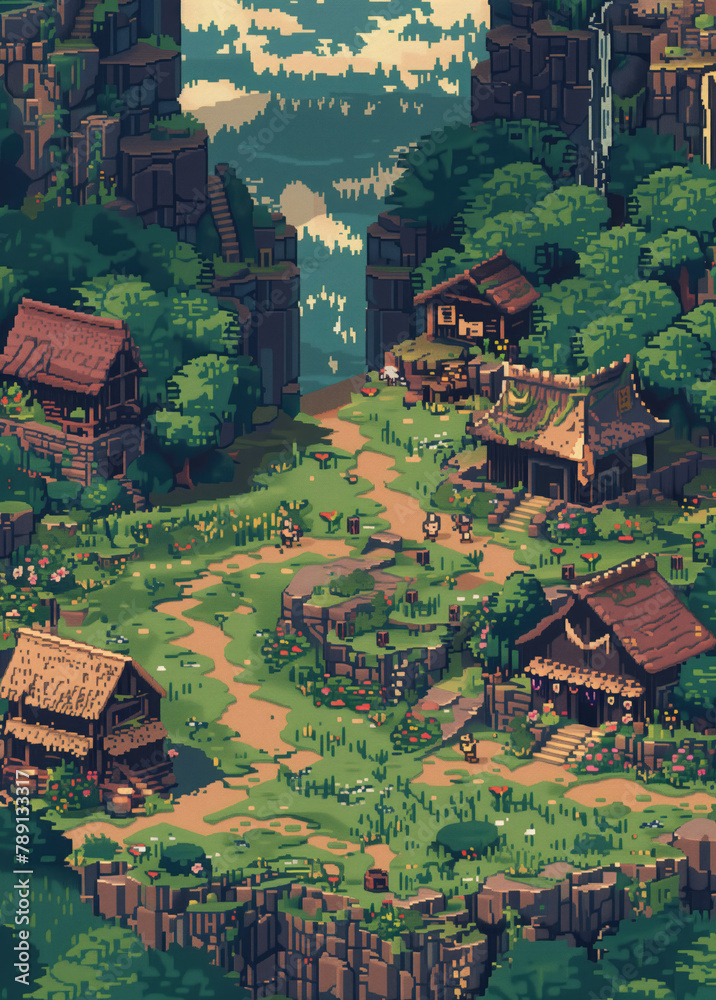 carthography map asset heroic fantasy rpg river village - by generative ...