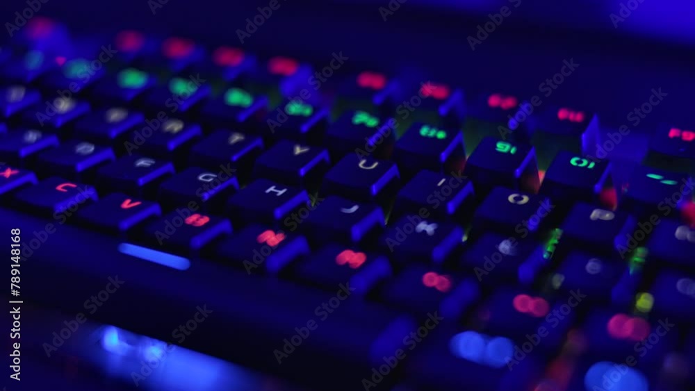 Vidéo Stock Gaming Keyboard With Rainbow of Colors Letters. PC RGB ...