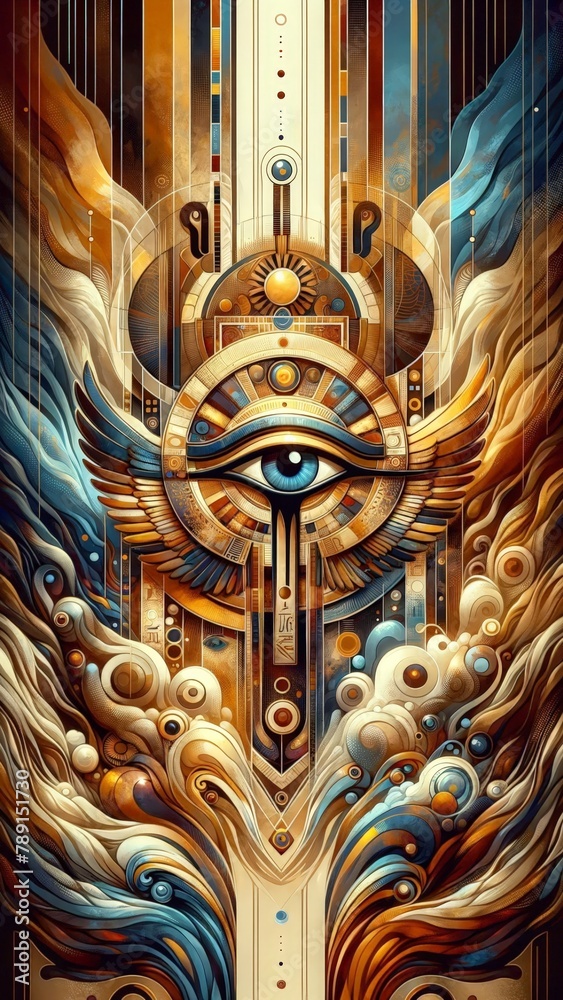 An abstract art illustration of the Eye of Horus, an ancient Egyptian ...
