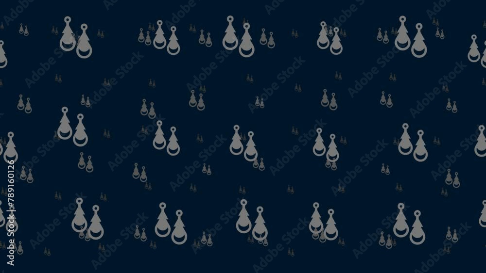 Earrings symbols float horizontally from left to right. Parallax fly ...