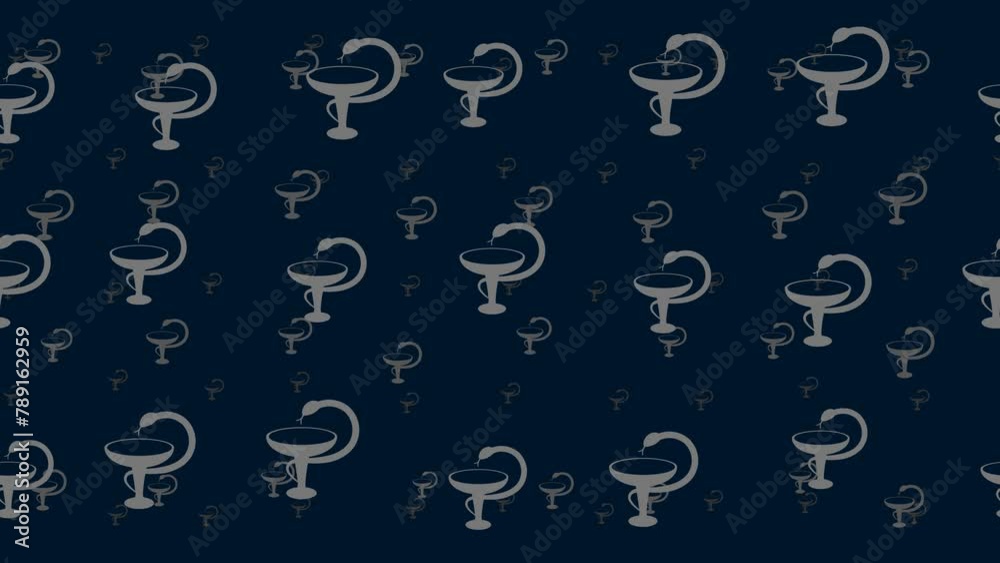 Medicine symbols float horizontally from left to right. Parallax fly ...