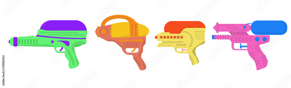 PNG, Bright multi colored childrens toys. Cartoon kids toy weapons ...