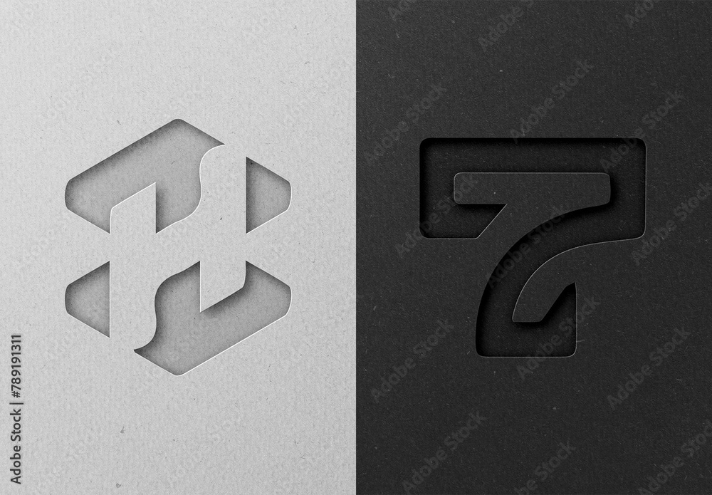 3D Card Cutout Text And Logo Mockup Stock Template | Adobe Stock