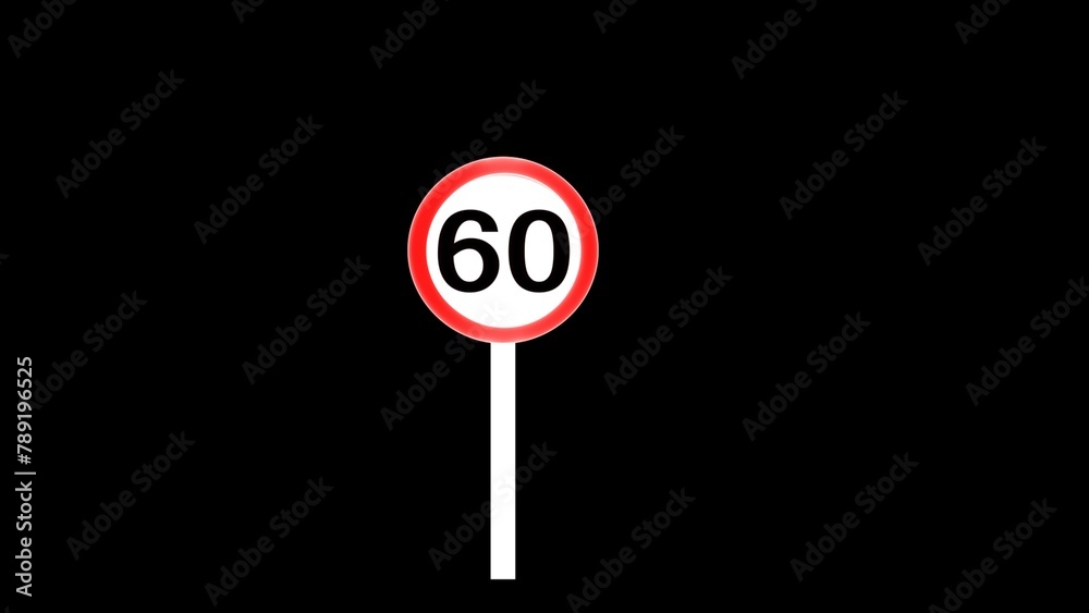 60 km speed limit traffic sign. Traffic sign showing speed limit on ...