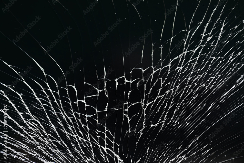 Art of wrinkles and cracks of glass caused by smashing and falling ...