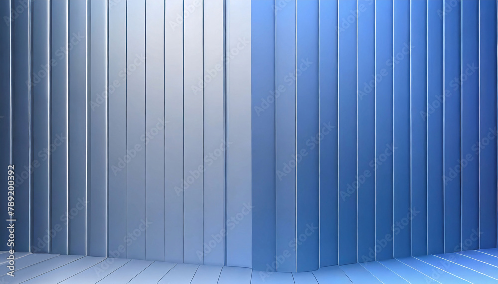 Gradient extruded solid blue blocks adorn clean corporate wall studio ...
