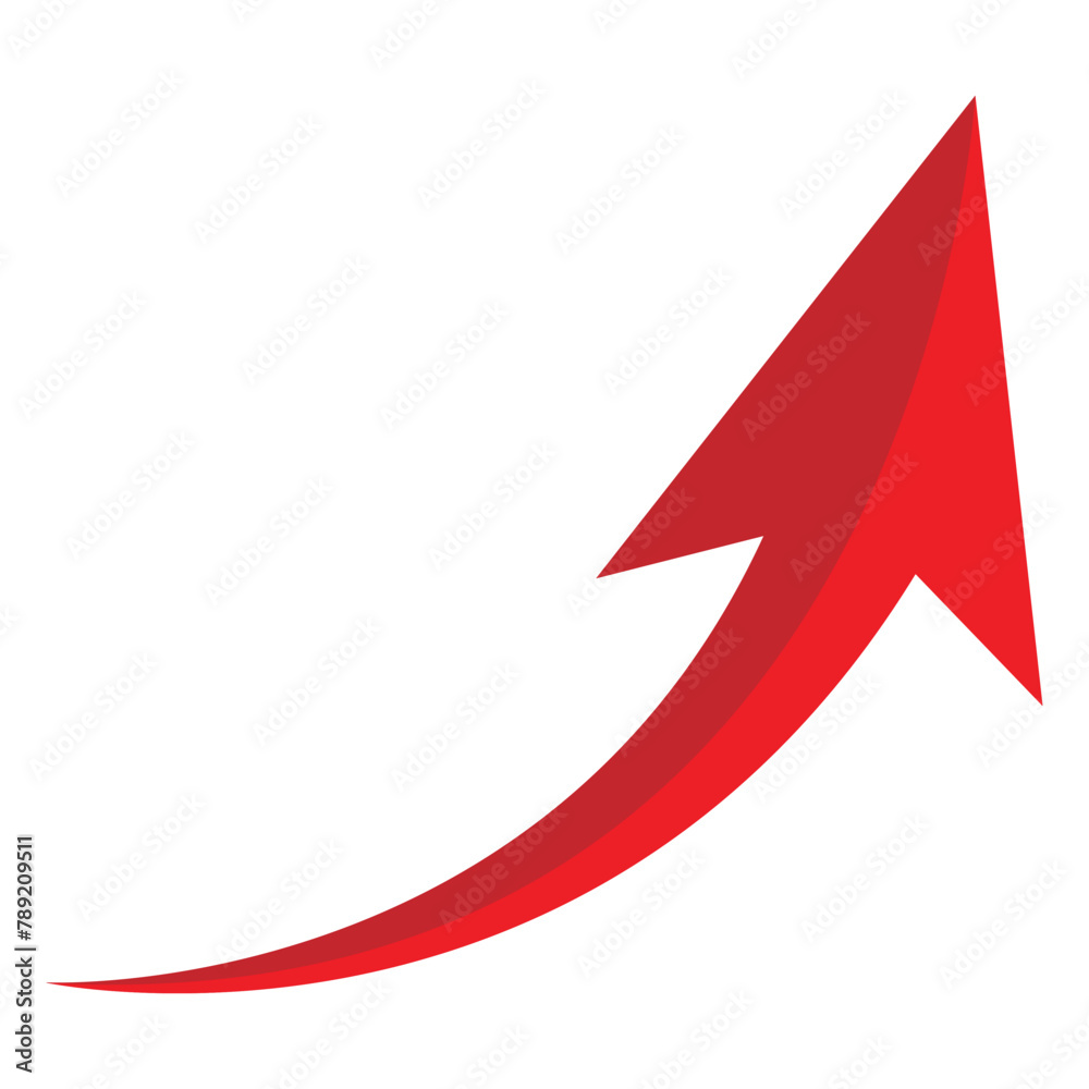 3D shine red arrow on white background. Direction arrow, arrow icon for ...