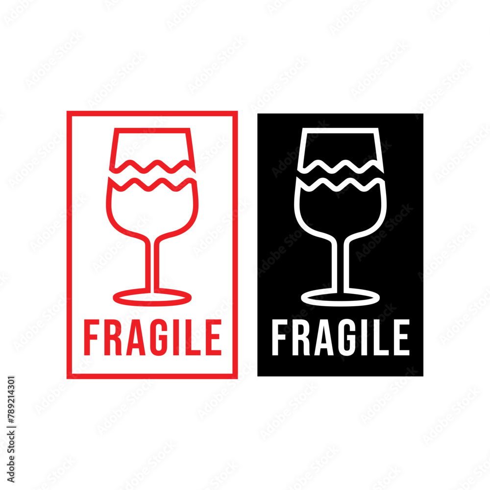 Sticker fragile handle with care vector. warning label, fragile label ...