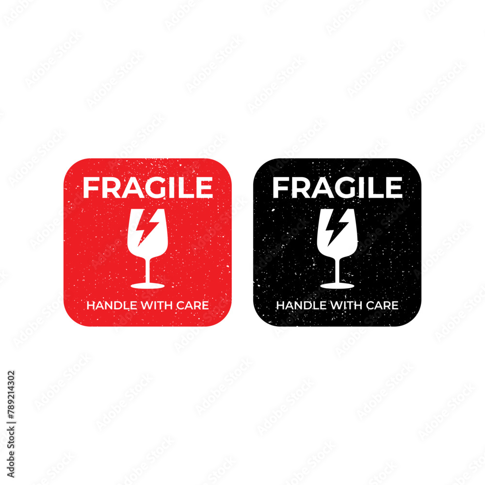 Sticker fragile handle with care vector. warning label, fragile label ...