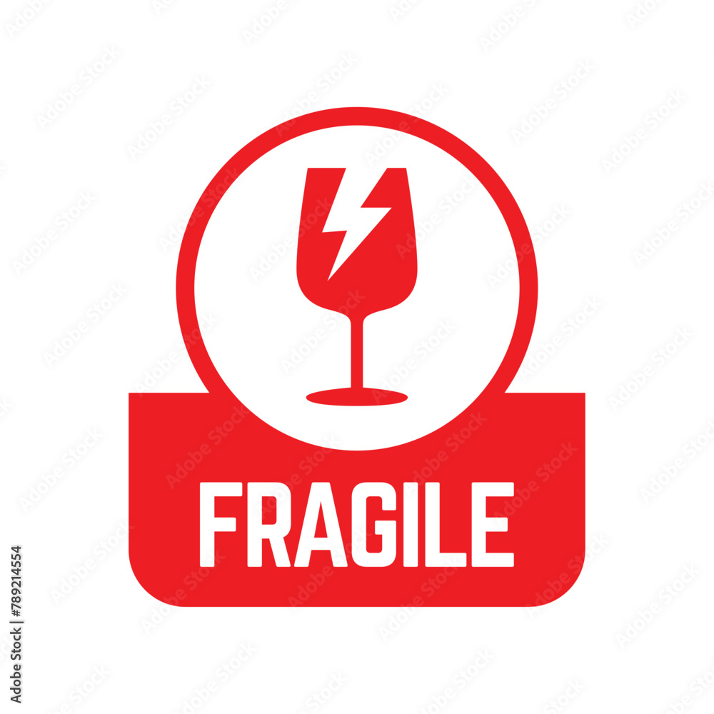 Sticker fragile handle with care vector. warning label, fragile label ...