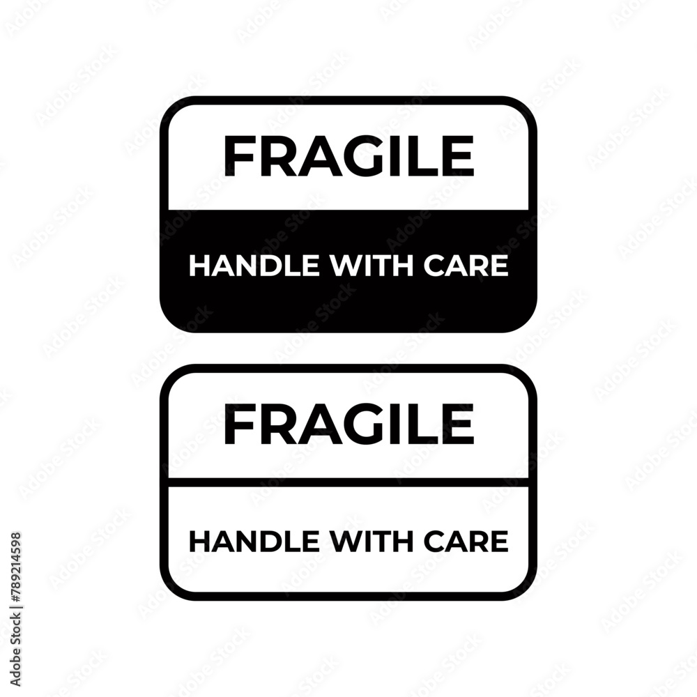 Sticker fragile handle with care vector. warning label, fragile label ...