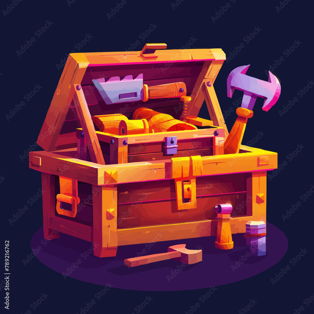 Tools Box vector illustration set. Carpentry Toolkit Sign in suitable ...