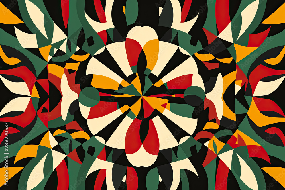 Abstract geometric illustration commemorating Juneteenth with symbolic ...