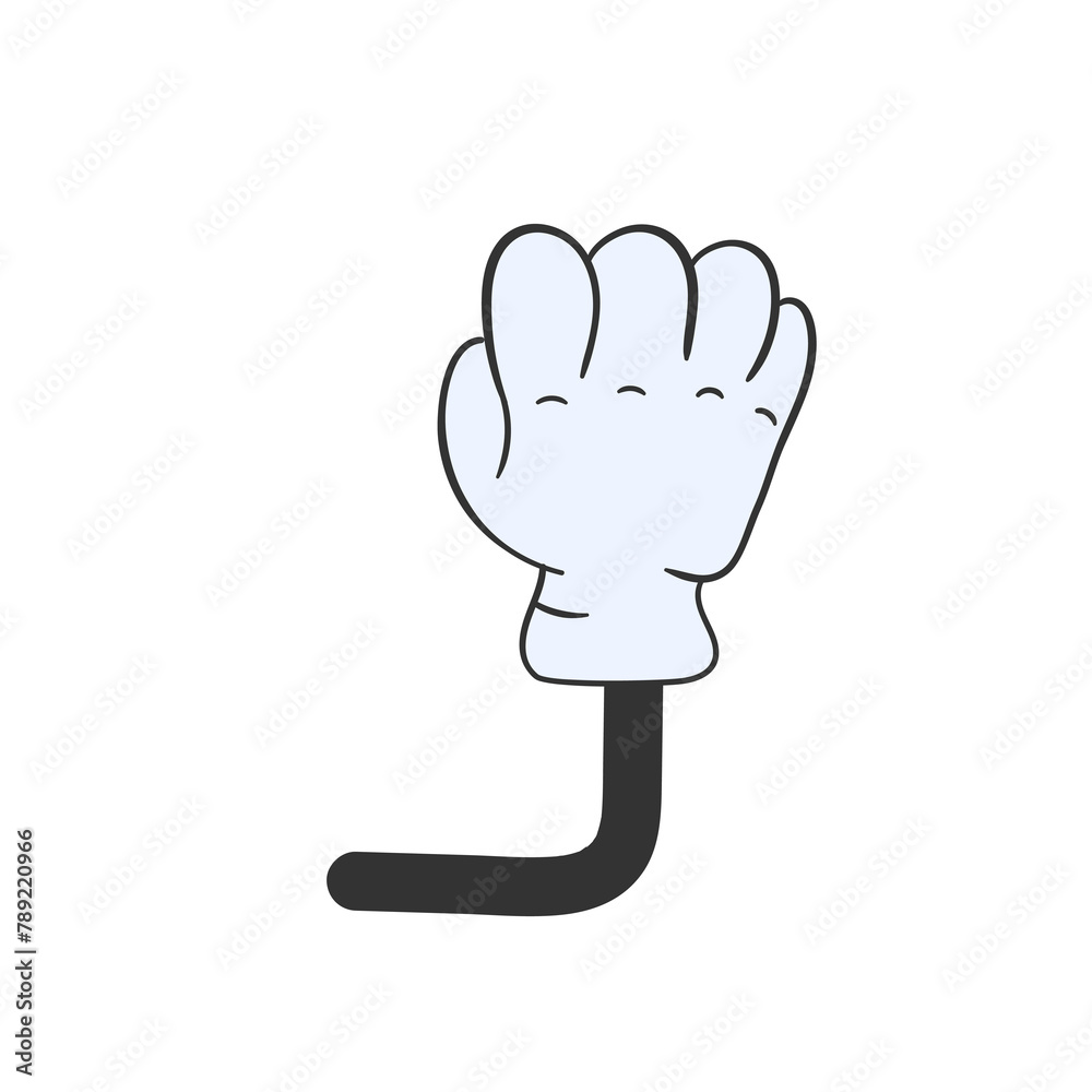 PNG, Cartoon gloved arm on white background in hand drawn style. Comic ...