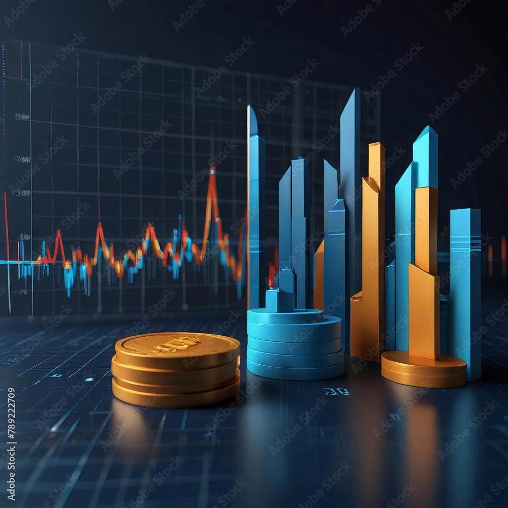 Stock graph and financial chart. Analyze stock market finance volume of ...