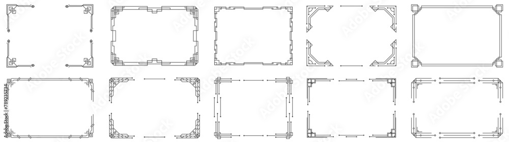 Golden geometric template in style of 1920s, artdeco corners for ...