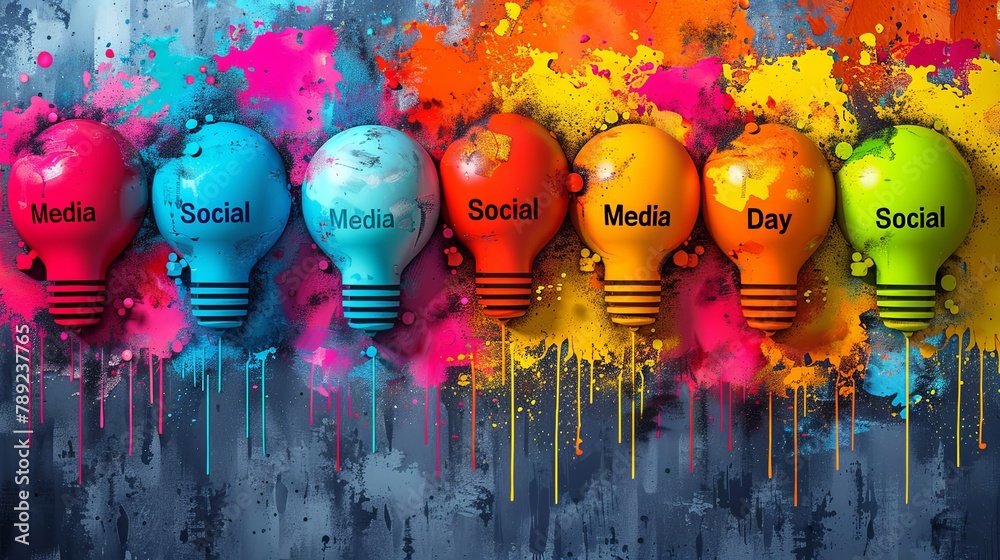 Vibrant image featuring light bulbs labeled 'Media' and 'Social ...