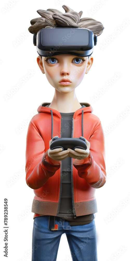 Cute Boy character in sylish look. Gamer outfit on transparent ...