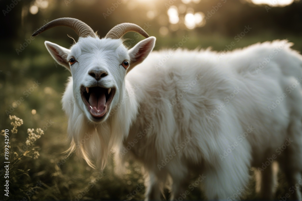 tongue funny puts goat out joy goatee farm animal fun food children pet ...
