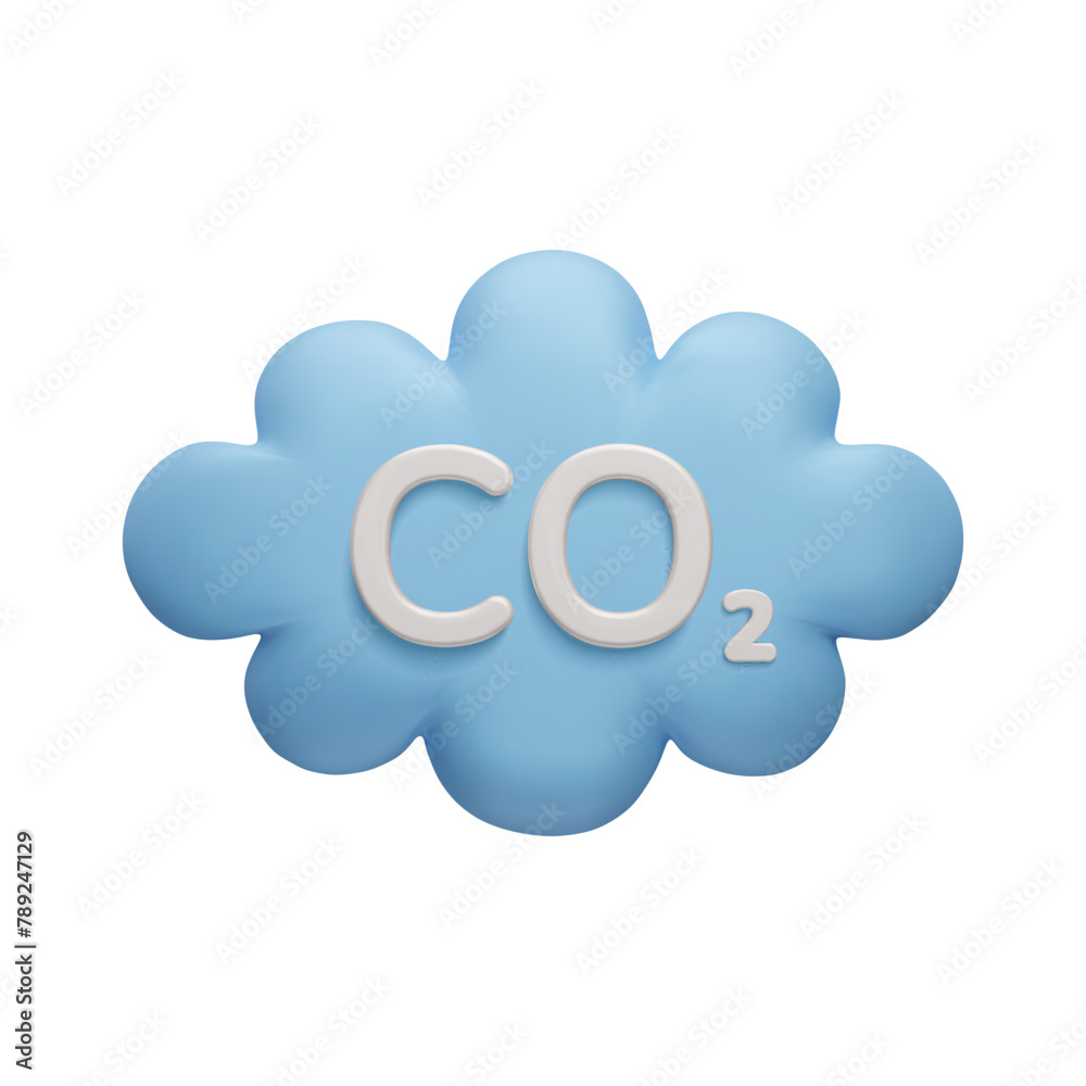 CO2 cloud 3D vector icon. Greenhouse gas emission reduction, CO2 ...