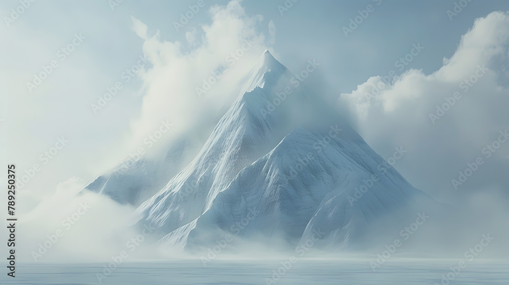 A colossal mountain standing tall on a plain. with most of its base ...