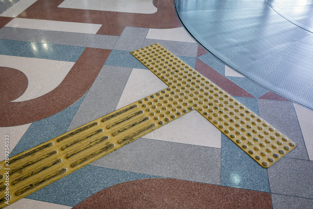 indoor guiding block for safety of the blind, public floor, warning ...