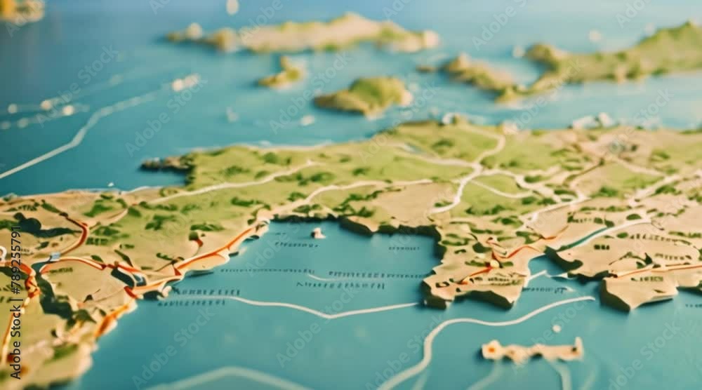 Vidéo Stock Graphic design of an ocean map with marked routes of pirate ...