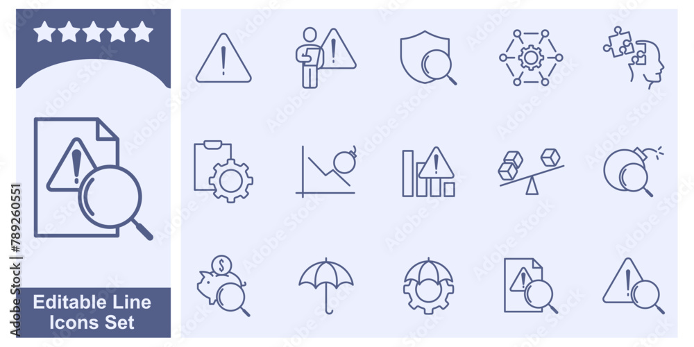 Risk Management icon set. Risk analysis, risk investment symbol ...