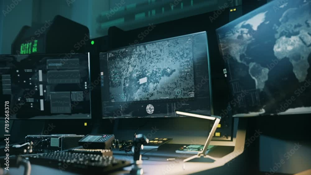 Army surveillance system analysing the designated area. Army ...