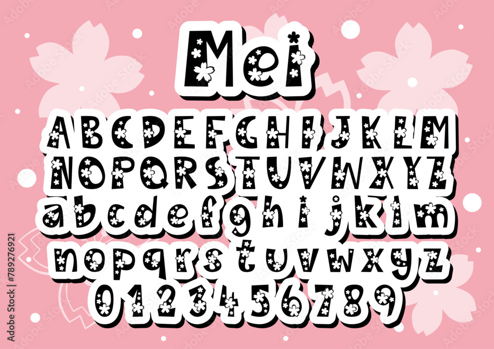Cute Alphabet and Number with Sakura Flowers. Lovely letter design for ...