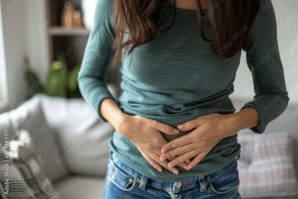 A close-up of the woman's solitary figure standing at home became a ...