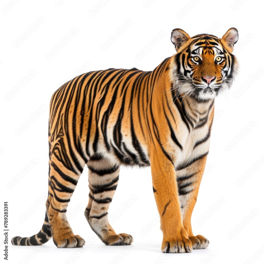 Malayan Tiger standing side view isolated on white background, photo ...
