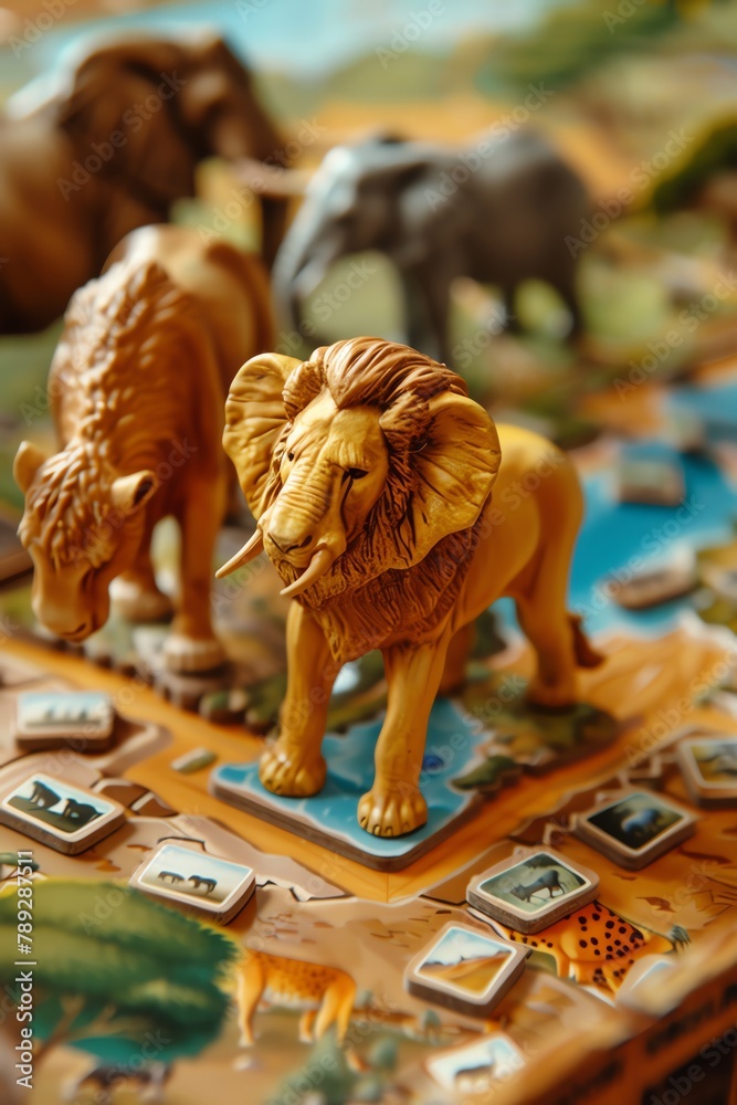 Board game template set in the African savannah, where players snap ...