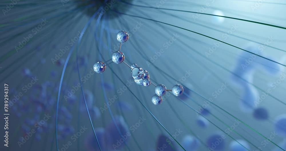 Iron(II) fumarate rotating molecular 3d structure ball-and-stick model ...