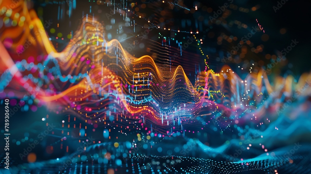 A vibrant display showing the dance of trading volume, with overlays of ...